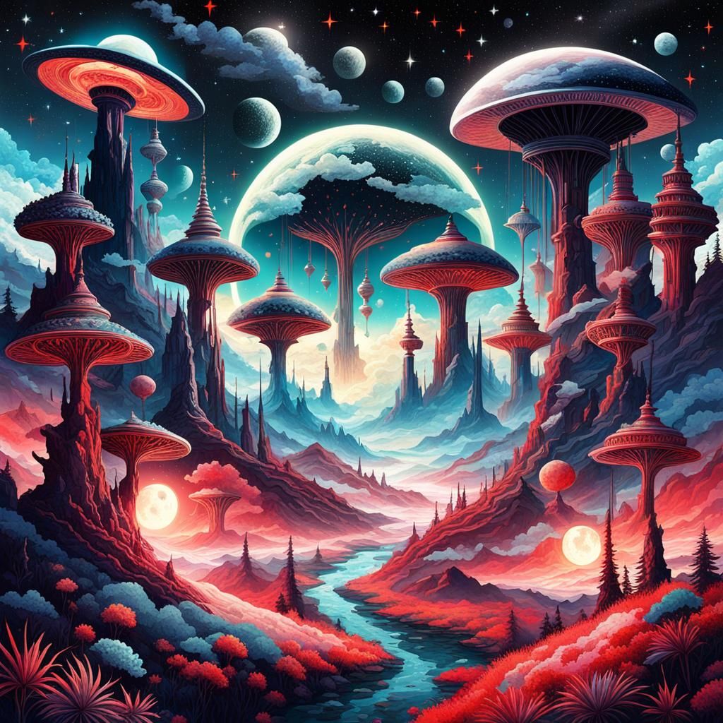 Strange alien world - AI Generated Artwork - NightCafe Creator