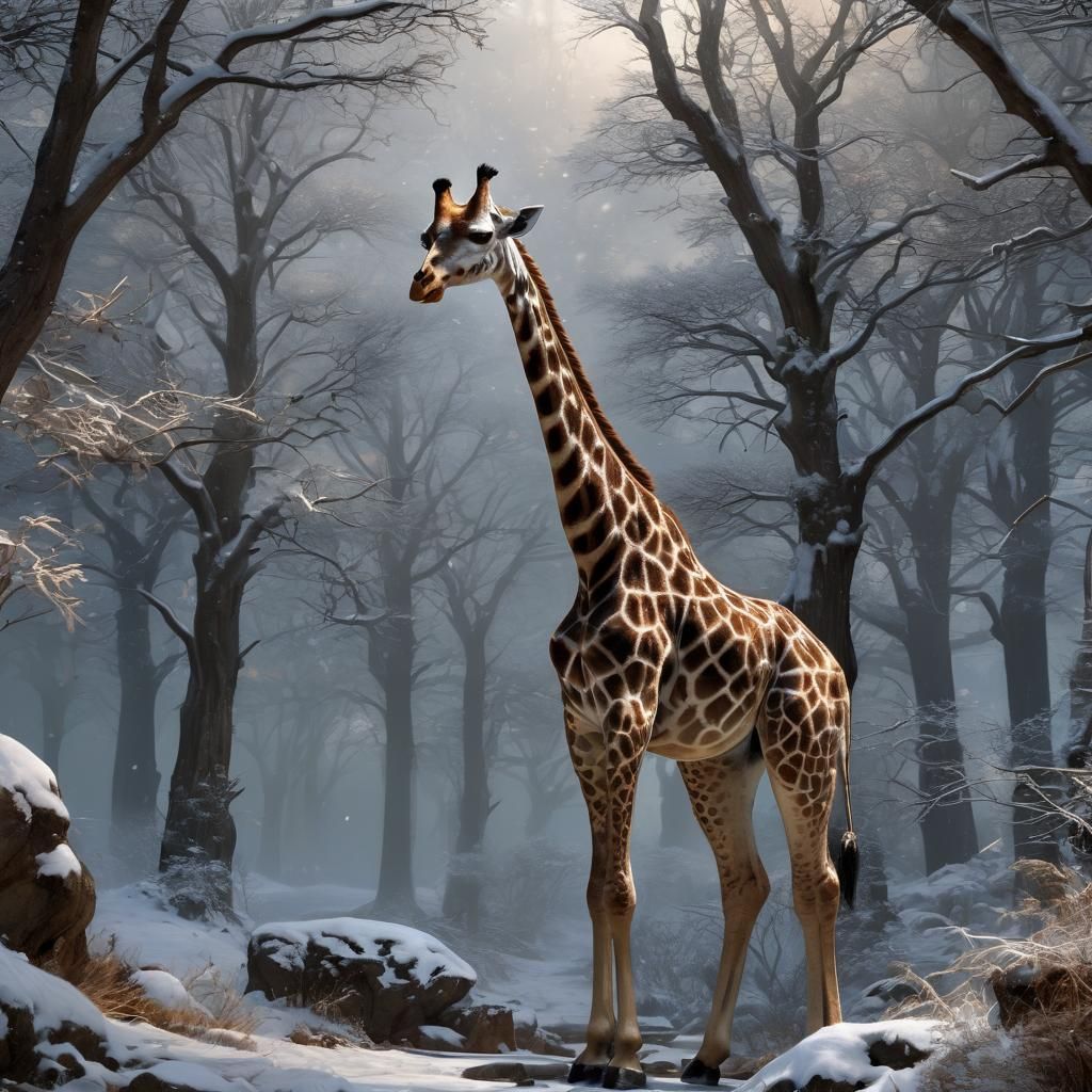 Snow Giraffe - AI Generated Artwork - NightCafe Creator