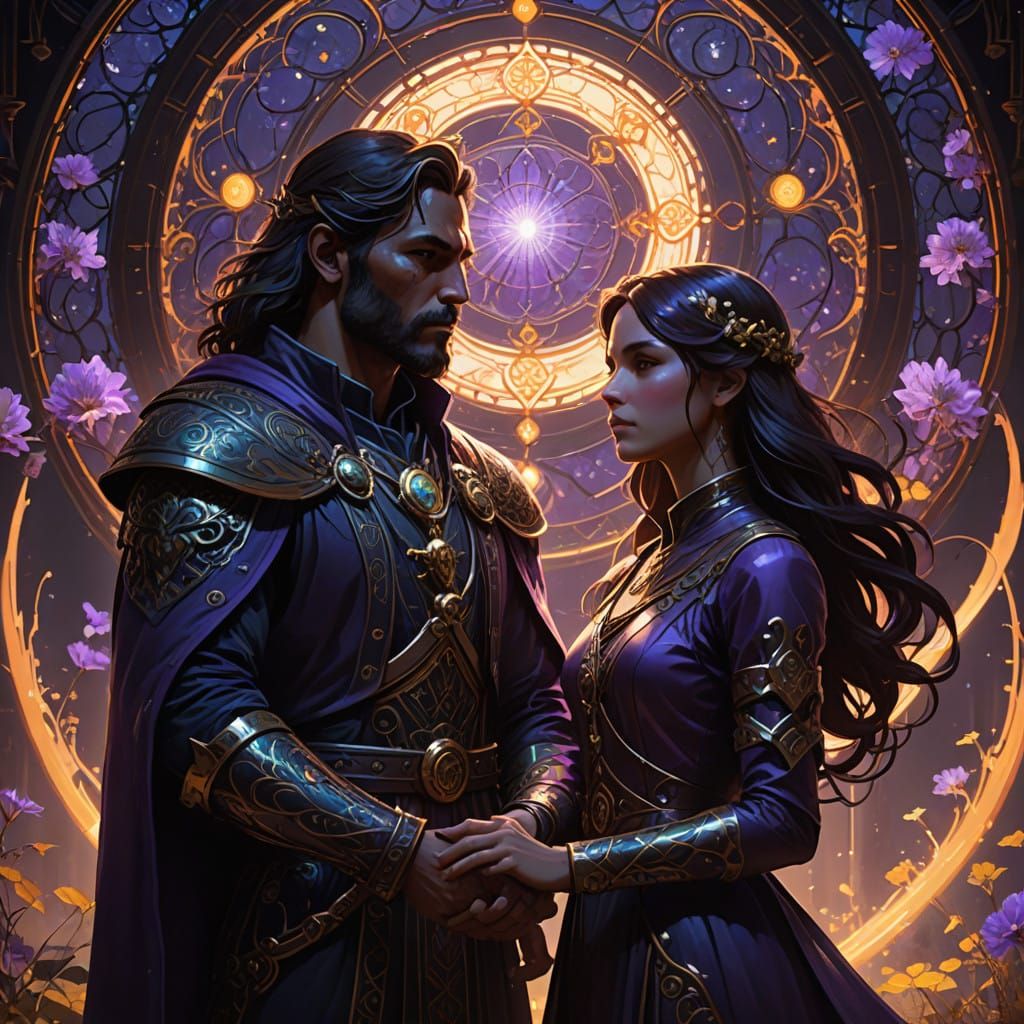 Dreamy Astral Duo in Vibrant, Inverted Universe - AI Art