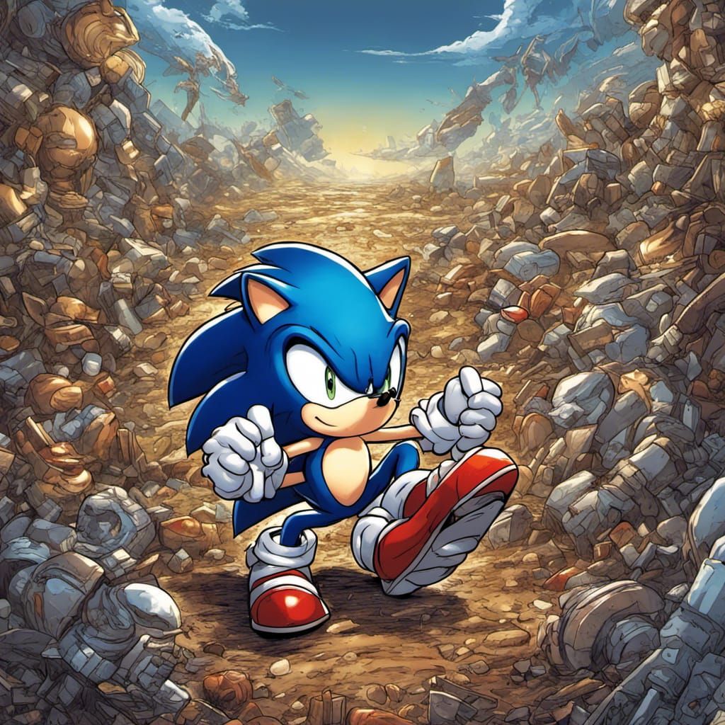 Sonic the hedgehog, laying on the ground, defeated - AI Generated ...