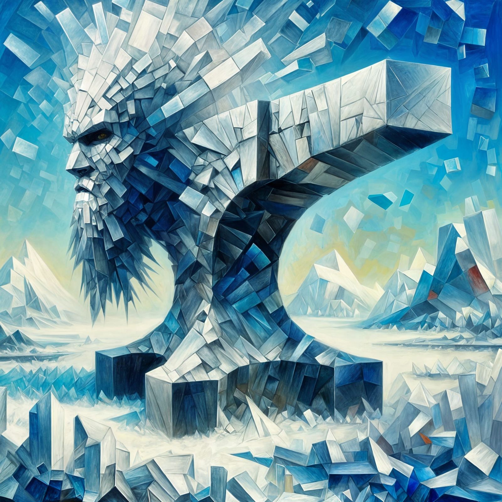 Mythical Anvil Ice Demon! - Cubist Ice Anvil Golem in Dream...