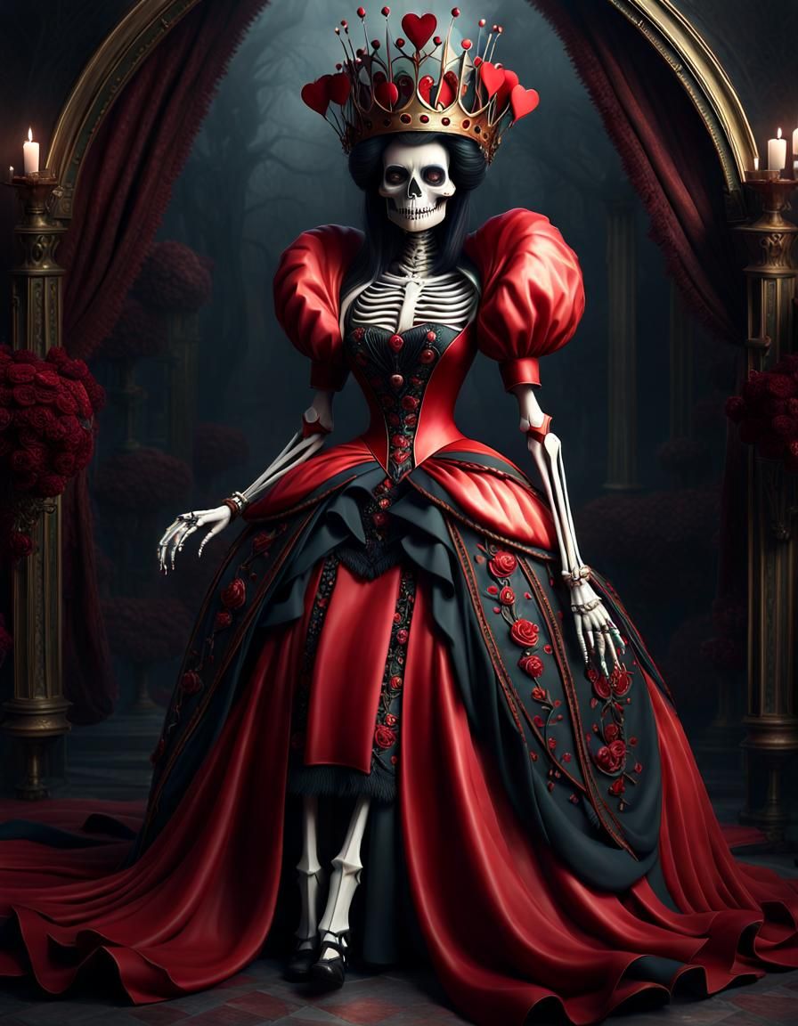 skeleton queen of hearts - AI Generated Artwork - NightCafe Creator
