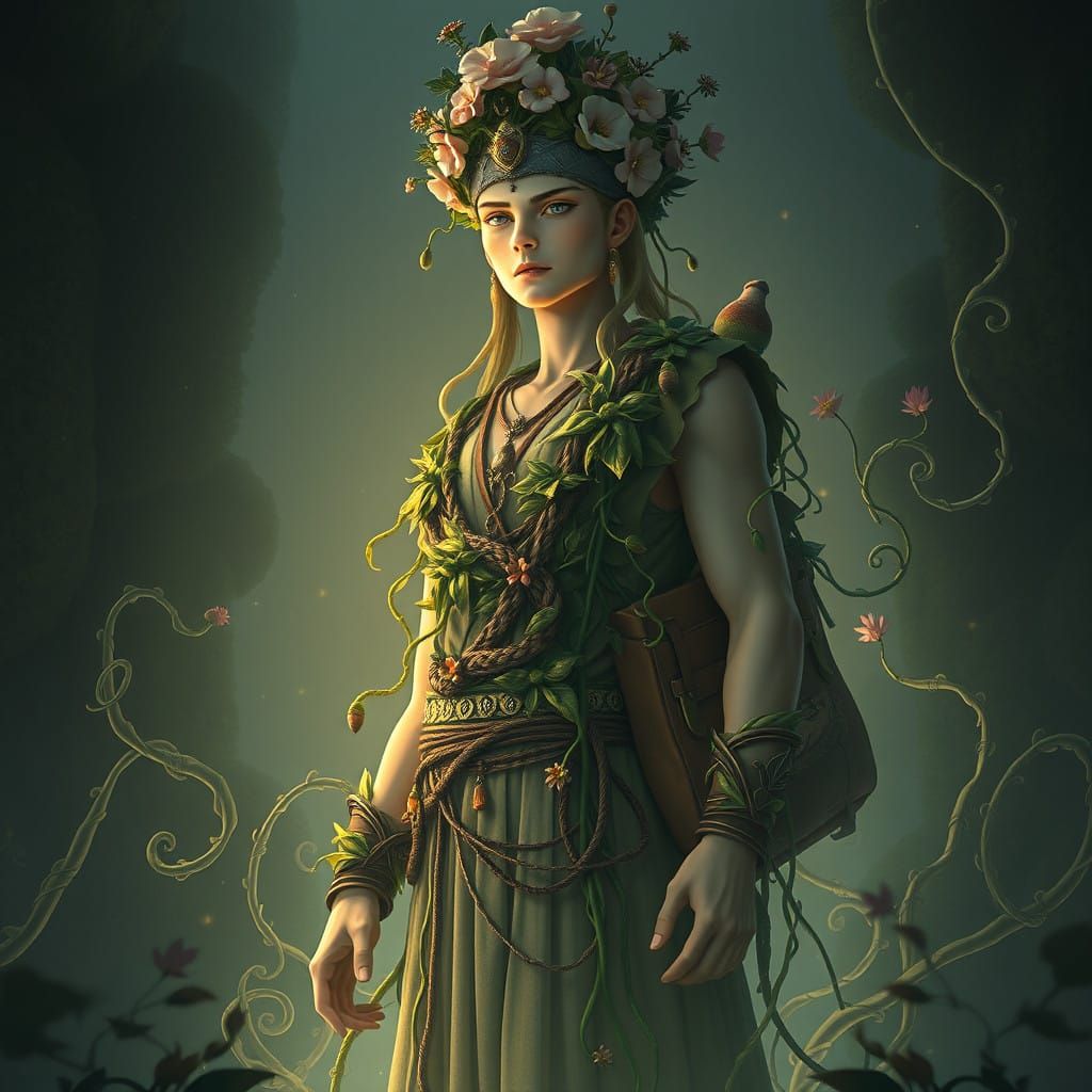 Divine Guardian of the Verdant Realm in Fantasy St... - AI Art