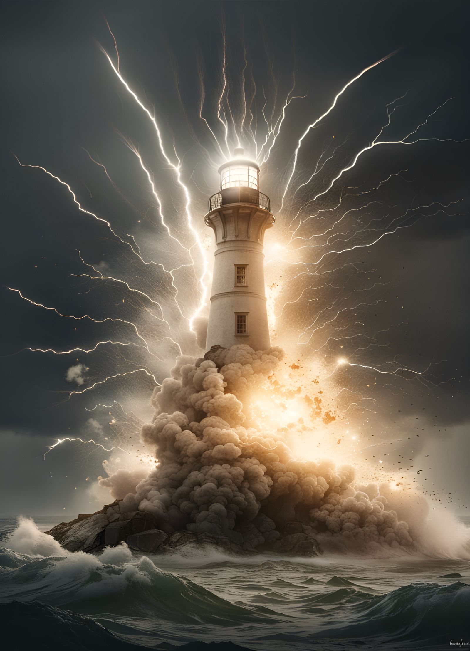 Exploding lighthouse - AI Generated Artwork - NightCafe Creator