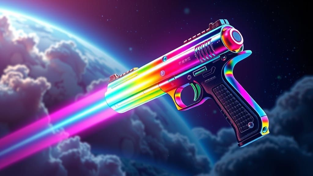 Spectacular Cosmic Power Gun in Vibrant Iridescent... - AI Art