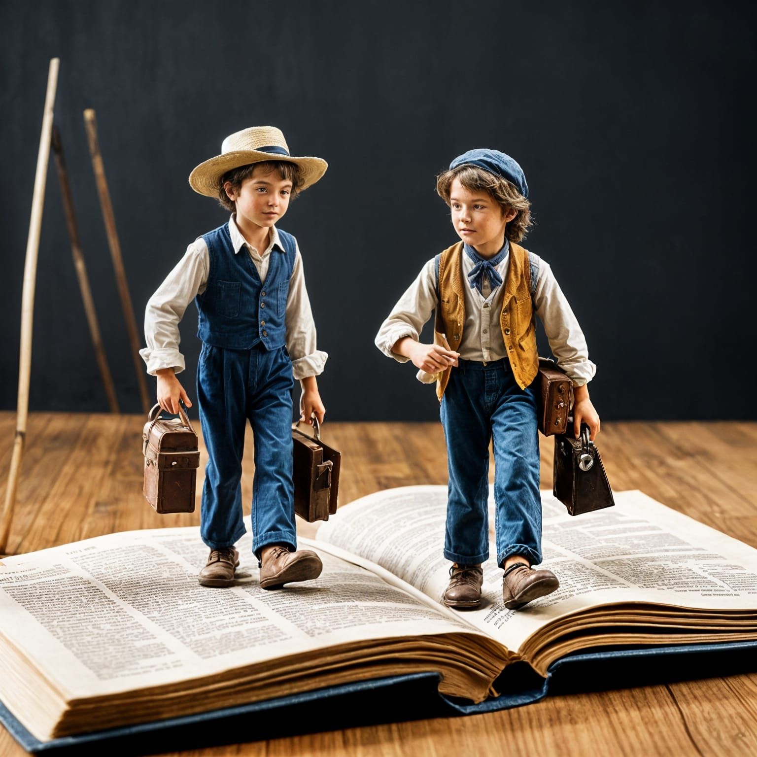 Tom Sawyer and Huckleberry Finn Off On An Adventure