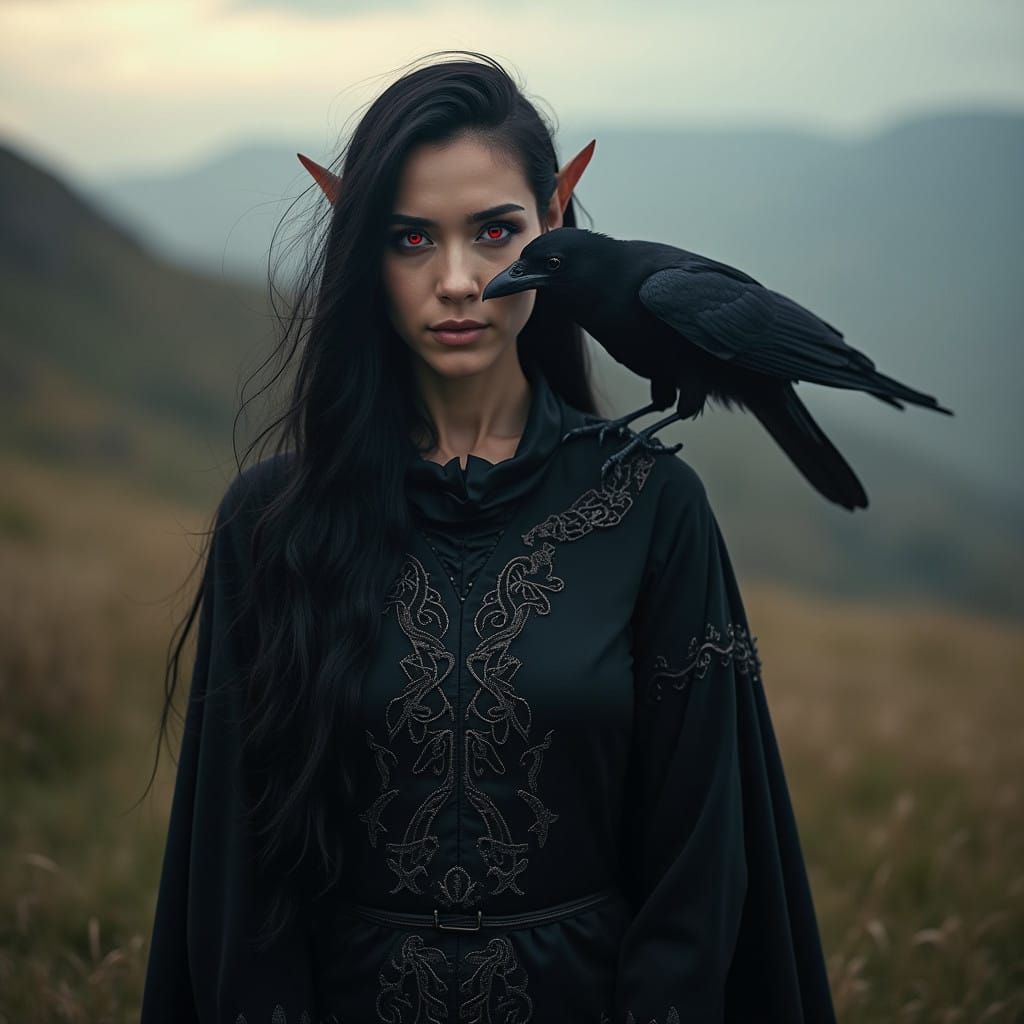 The Morrigan III - Gaelic Battle Goddess in Celtic Robe with...