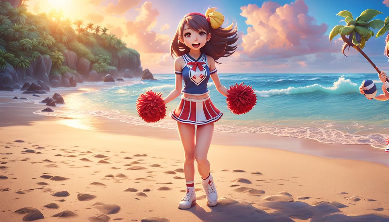 Cheerleaderin am Strand - AI Generated Artwork - NightCafe Creator