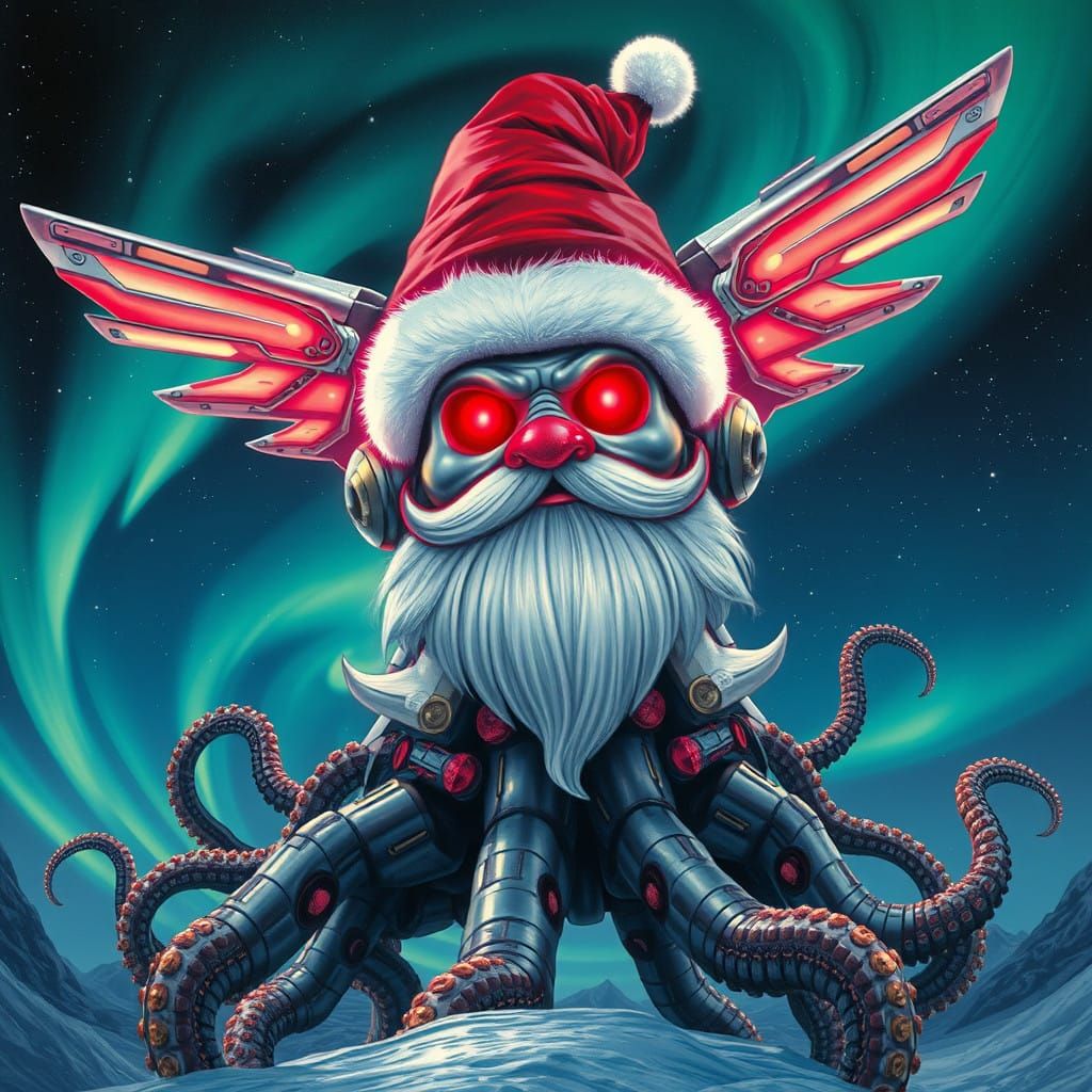 Mecha Santa Claus Head with Octopus-Like Robotics ... - AI Art