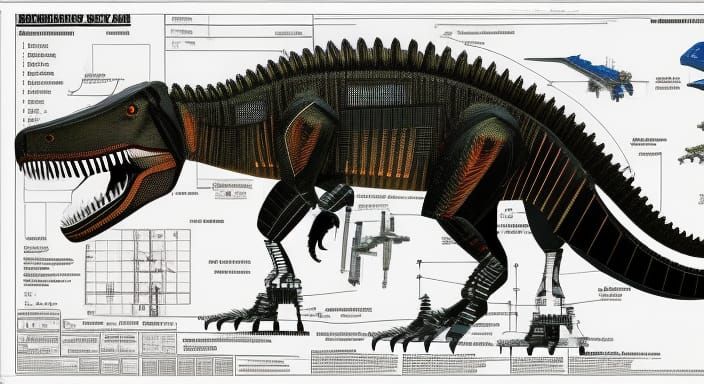 Blueprints for Tyrannosaurus Rex Robotic Toy - AI Generated Artwork ...