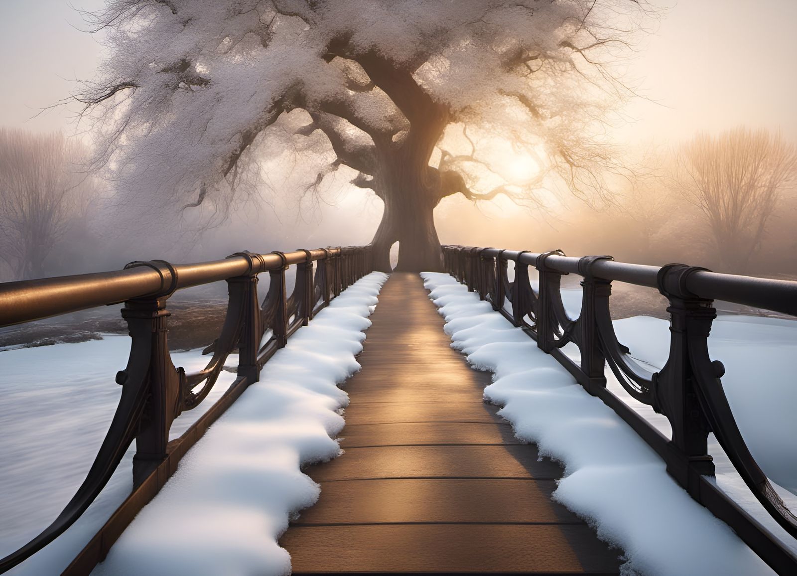 Crossing a Bridge from Winter into Spring - AI Generated Artwork ...