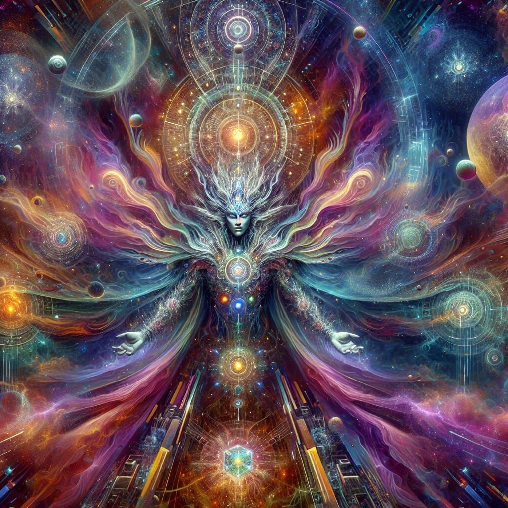 Imagine an incredibly massive and powerful deity, a representation of ultimate human strength ...