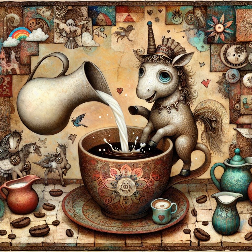 Whimsical coffee scene - AI Generated Artwork - NightCafe Creator