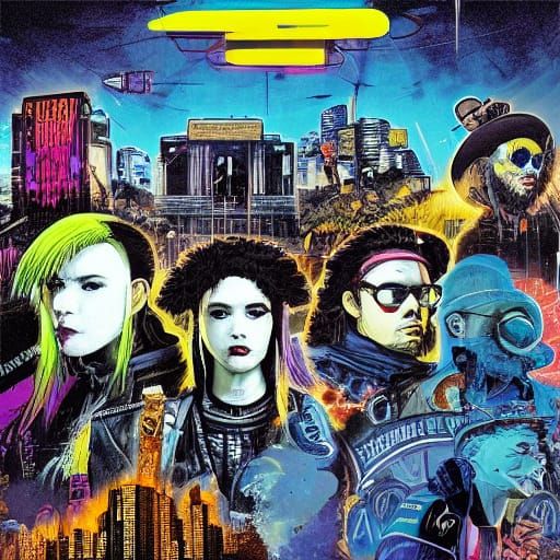 Cyberpunk Album Posters in Neon Colors - AI Art