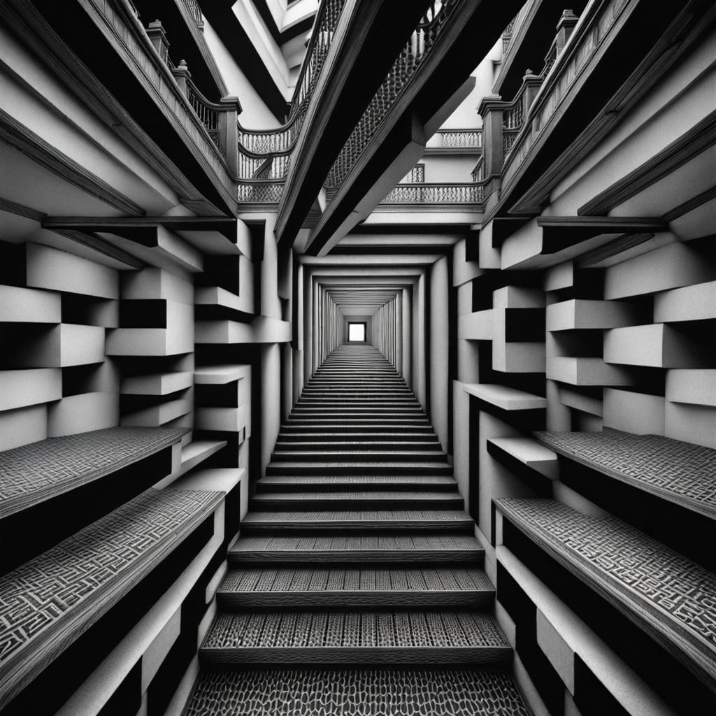 3D Infinite Trompe-l'oeil illusion of staircase by M. C. Escher, Smooth ...