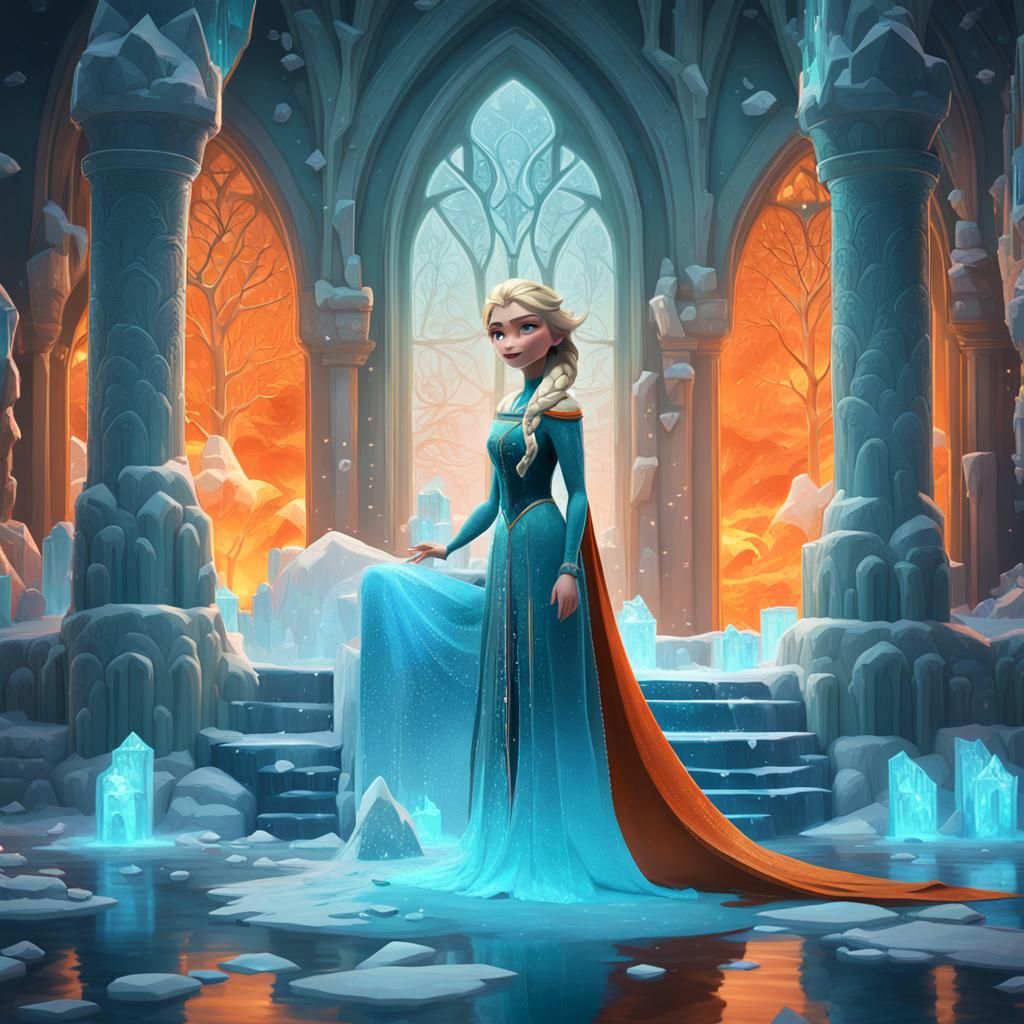 Elsa in her ice castle - AI Generated Artwork - NightCafe Creator