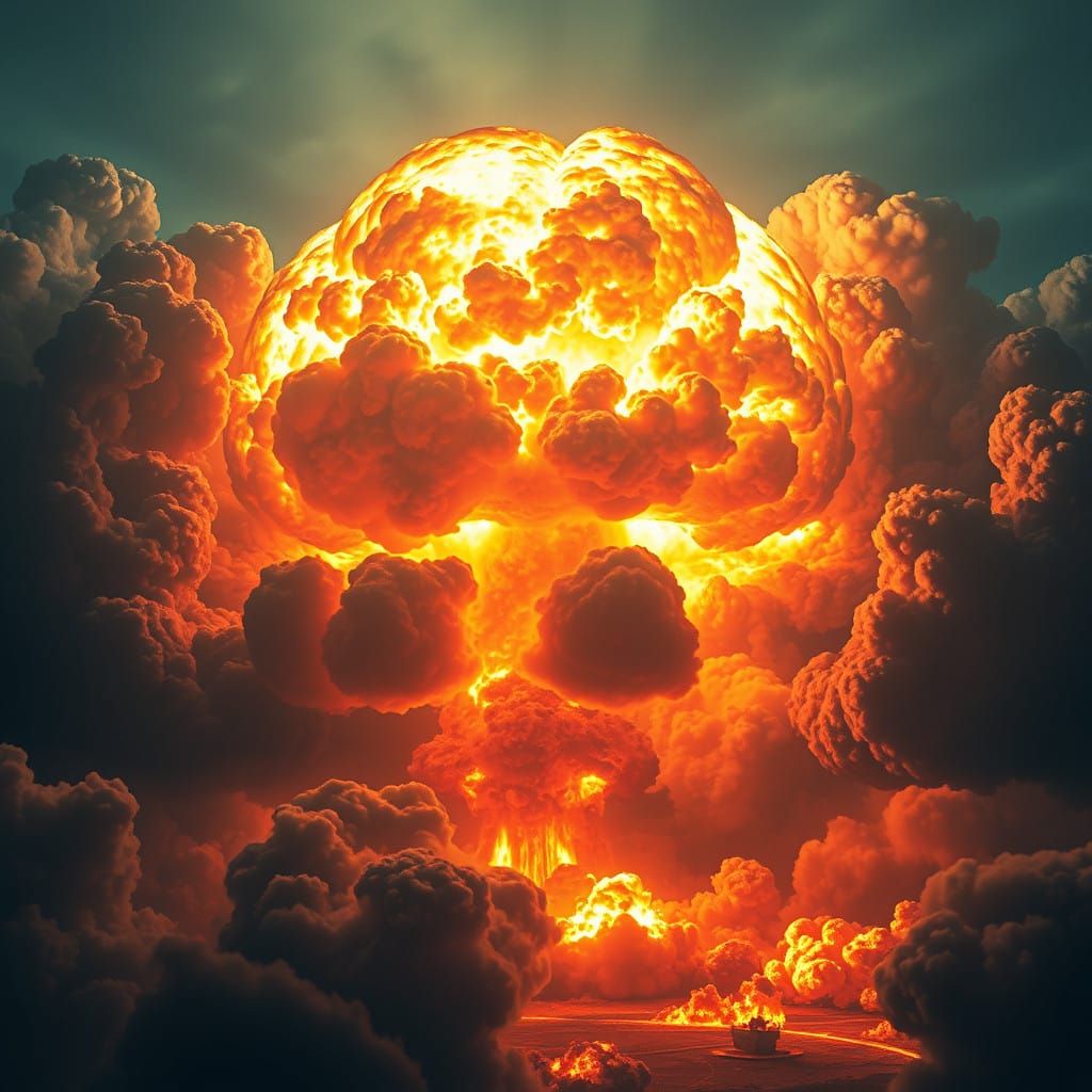 Nuke - Nuclear Apocalypse in Hyper-Realistic, High-Contrast...