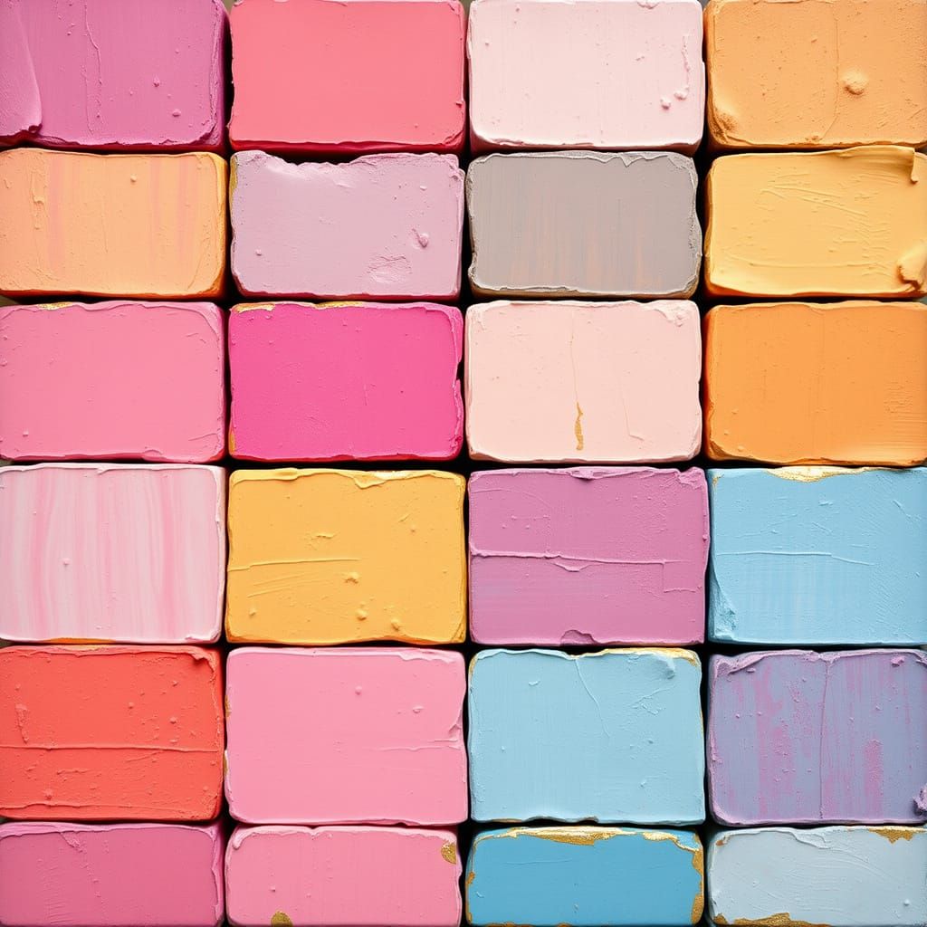 Surreal Harmony of Pastel Bricks in Impasto Style - AI Art