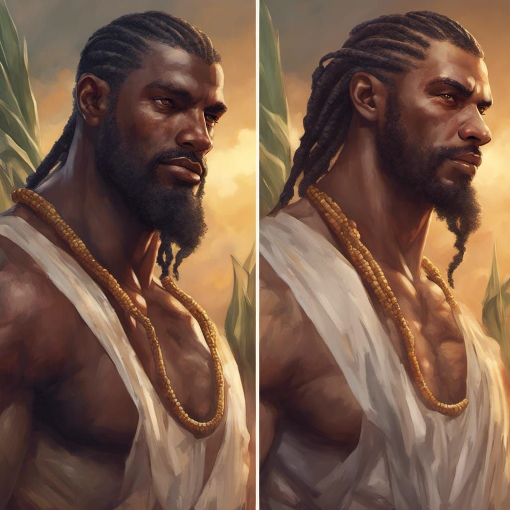 samson with beard and corn rows hair full body dark skinned man - AI ...