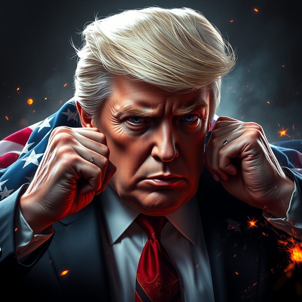 Donald Trump fight fight fight - Trump in a Fierce Battle, A...