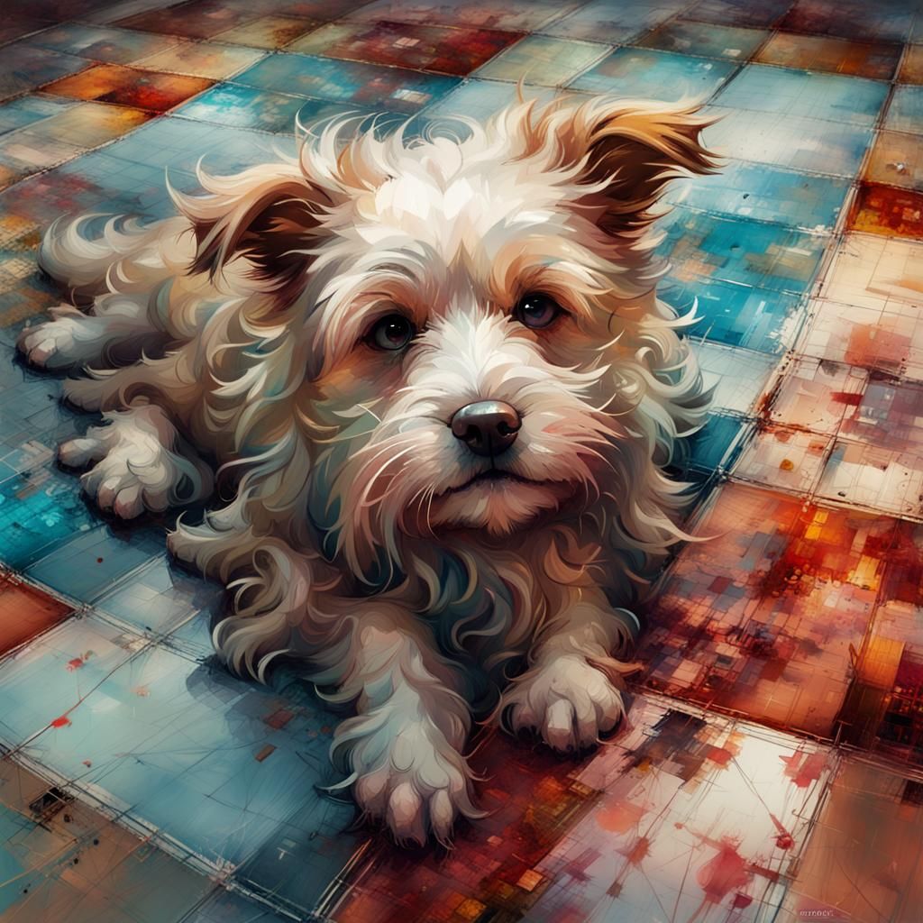 Cute Dog On Patchwork - AI Generated Artwork - NightCafe Creator