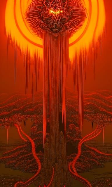 Electric fire Demon; concept art by Suguru Tanaka, Zdzisław Beksiński ...