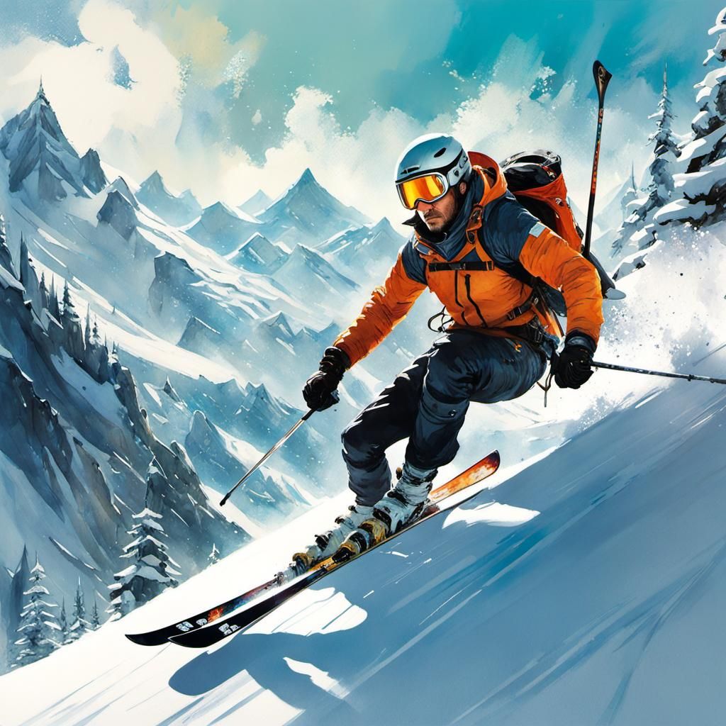 Skiing - AI Generated Artwork - NightCafe Creator