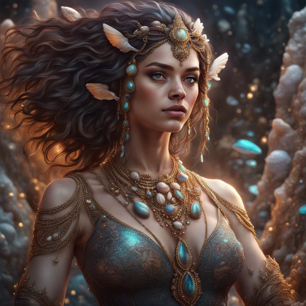 Seashells and crystals shining bright - AI Generated Artwork - NightCafe Creator