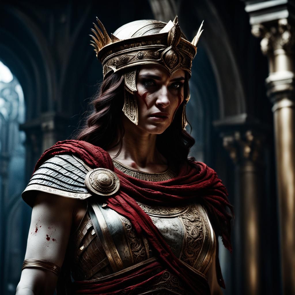 Athena : Cloth and Blood : Cinematic Realistic Photography : Close-up ...