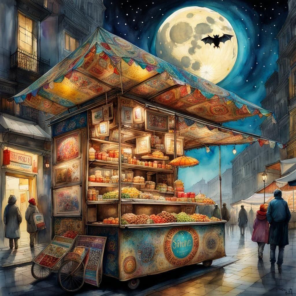 Street Food Stall - AI Generated Artwork - NightCafe Creator