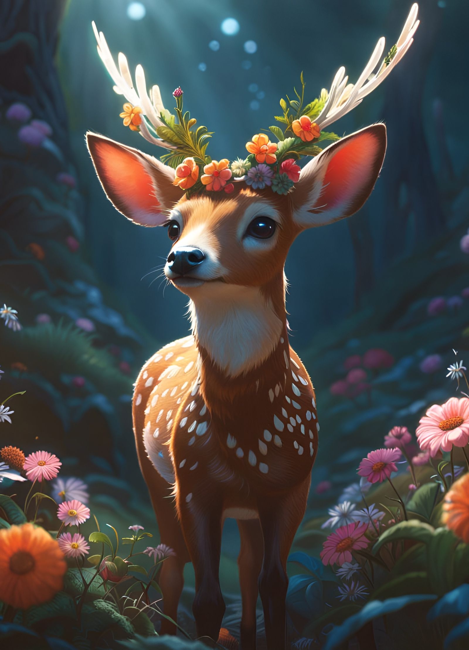 Beautiful flower fawn - AI Generated Artwork - NightCafe Creator