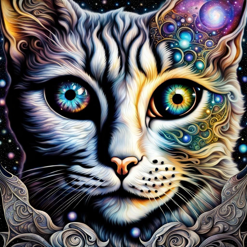 cosmic cat eyeball gothic emo love metal kitten iris "Hyperrealistic ...