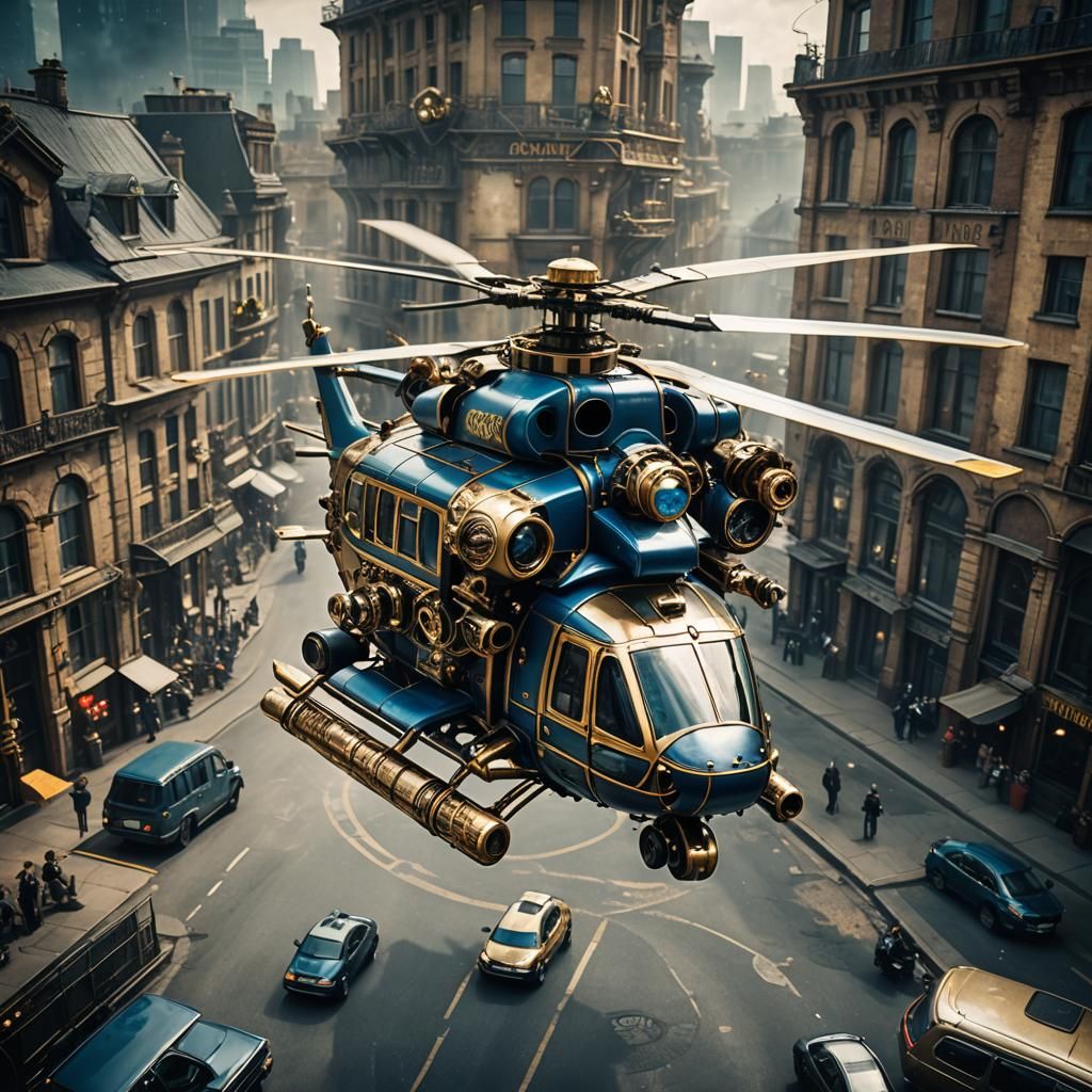 steampunk police helicopter - AI Generated Artwork - NightCafe Creator