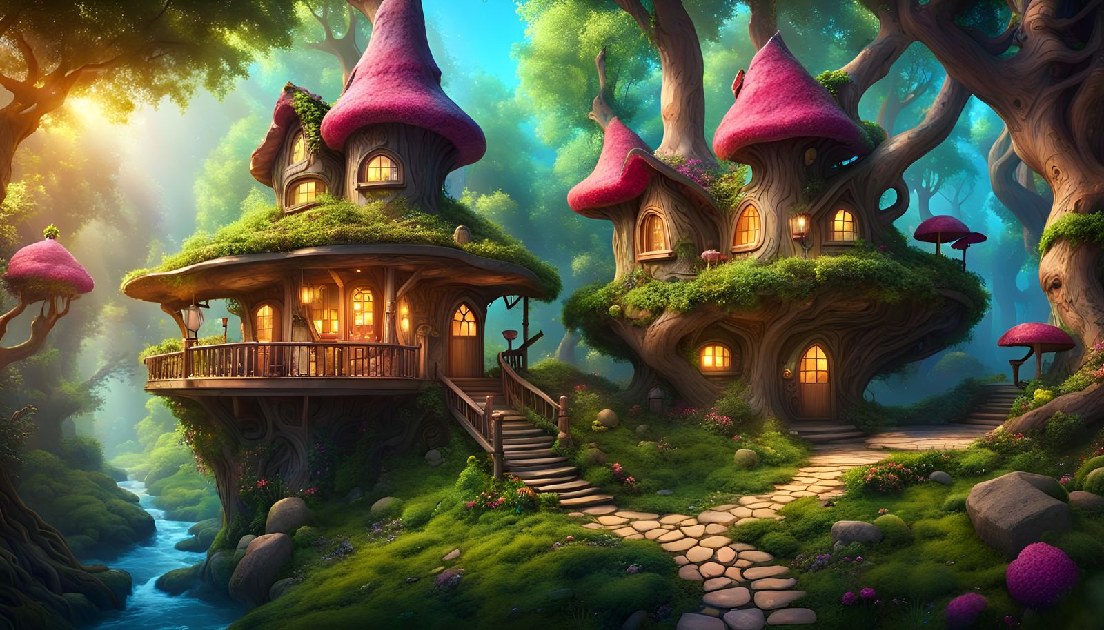 Magic Utopia Wonderland Forest House - AI Generated Artwork - NightCafe ...