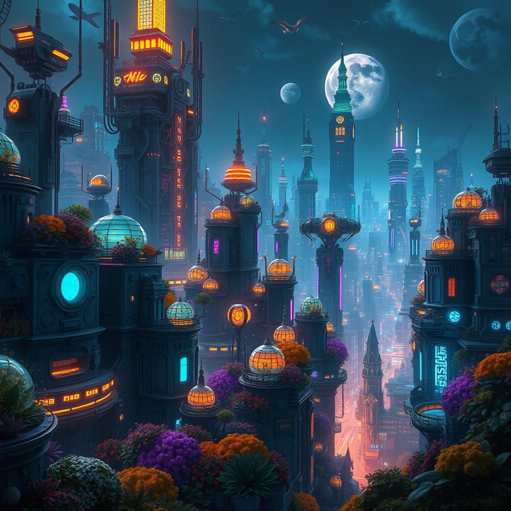 ALL PEOPLE IS ROBOT COUNTRY - Robot Metropolis in Vibrant F...