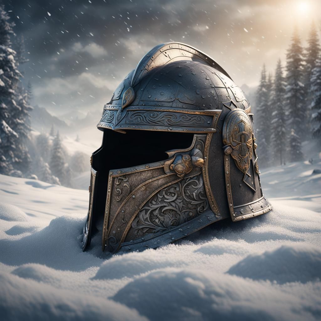 Winter Knight's Helmet - AI Generated Artwork - NightCafe Creator
