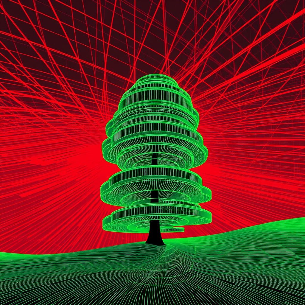 Gen Tree - Bauhaus-Inspired Tree in Futuristic Digital Lands...