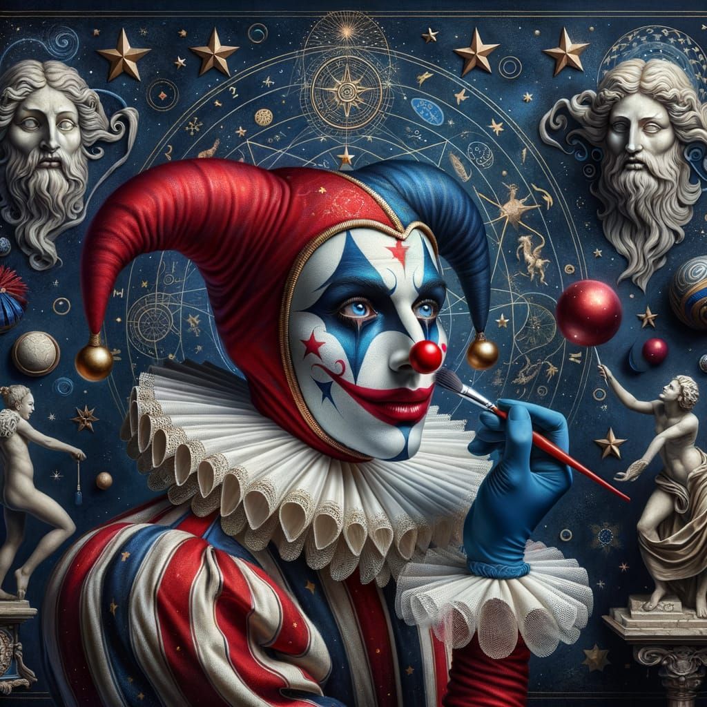 Jester - Surreal Jester Portrait in Baroque Style