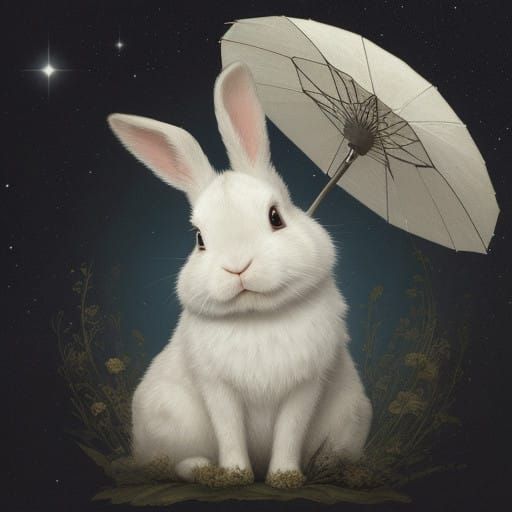 Celestial Rabbit Soars in Ethereal Dreamscape - AI Art