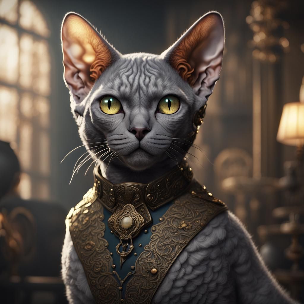 Gray devon rex/ Waylon Jennings hybrid - AI Generated Artwork ...