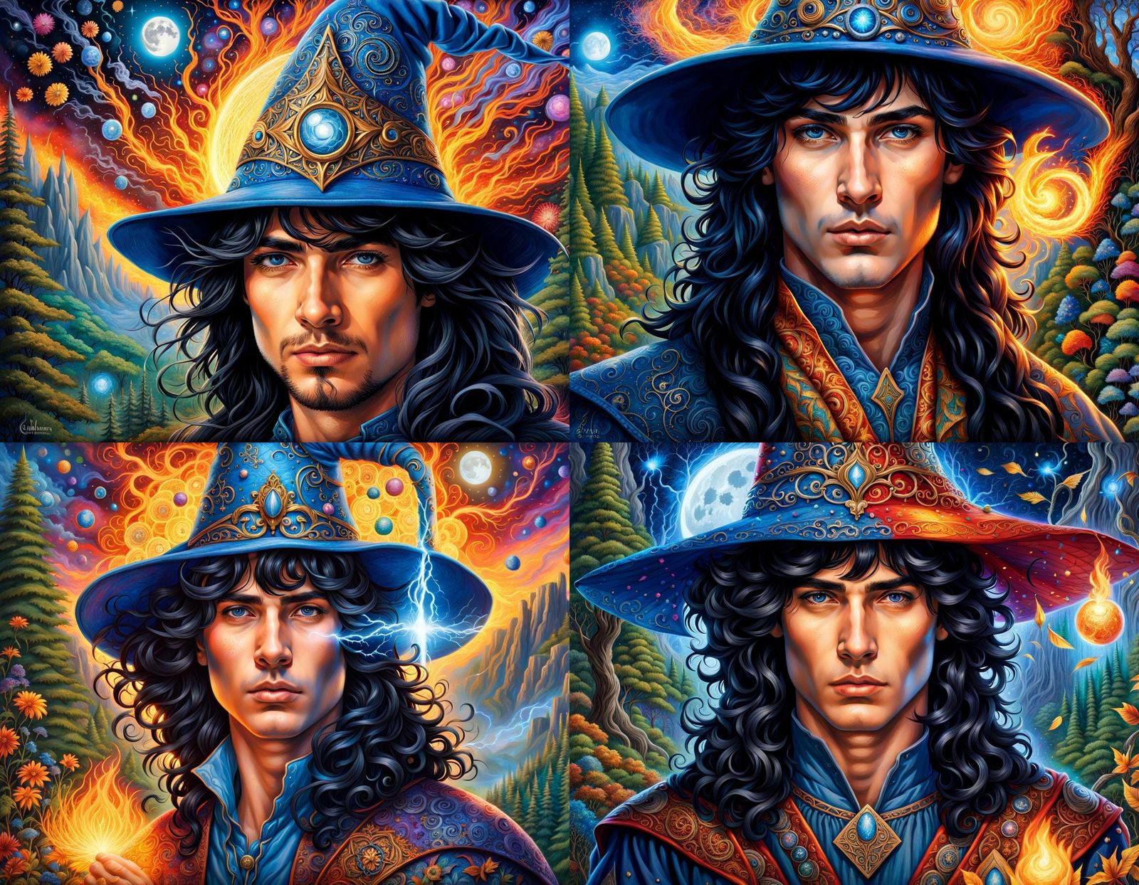 Very Closeup head and shoulders portrait of a handsome young wizard ...