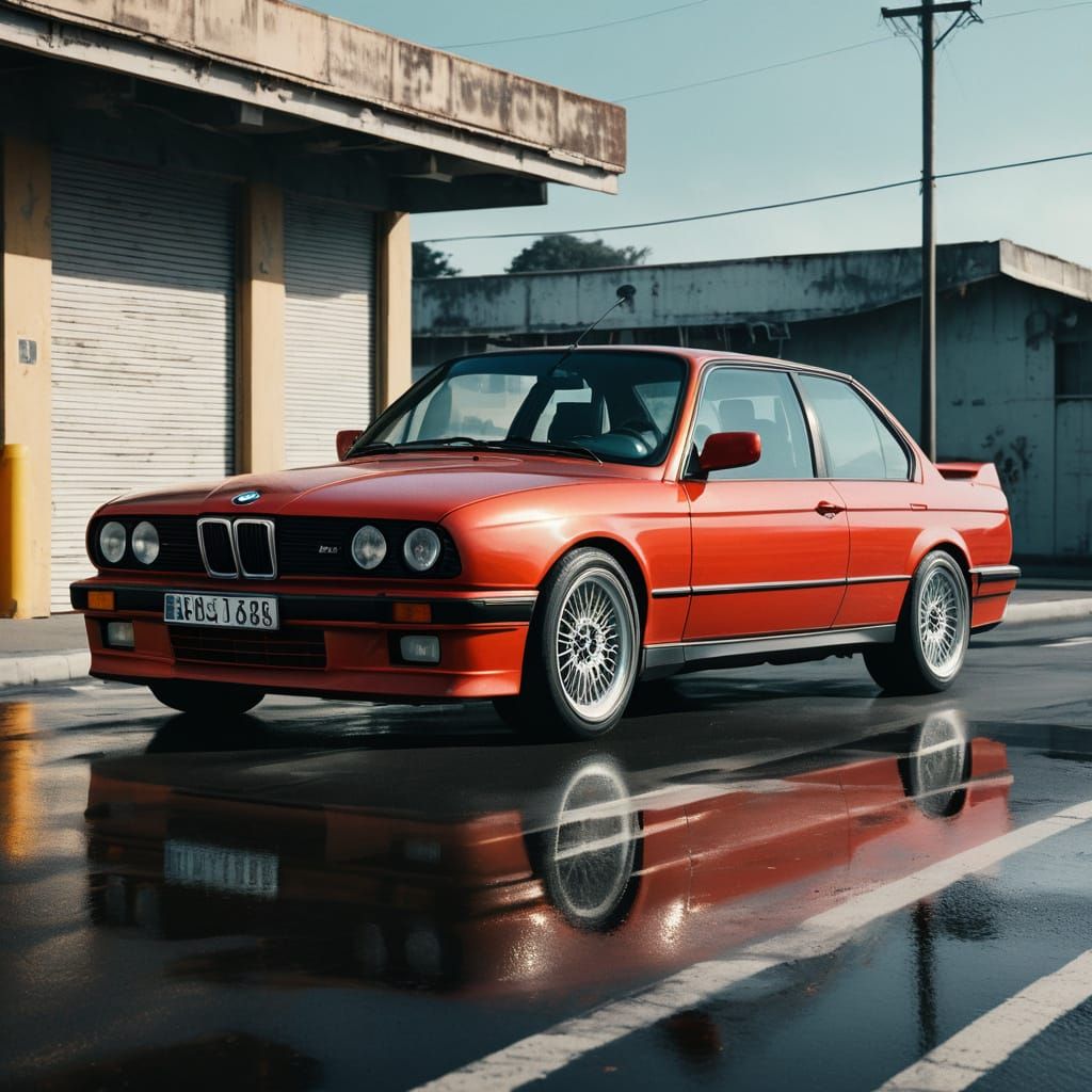 Epic Oceanfront BMW e30 M3 in Warm, Golden Light - AI Art