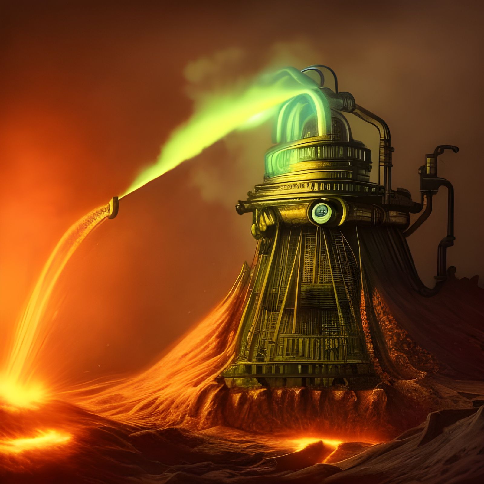 Steampunk volcano power plant - AI Generated Artwork - NightCafe Creator