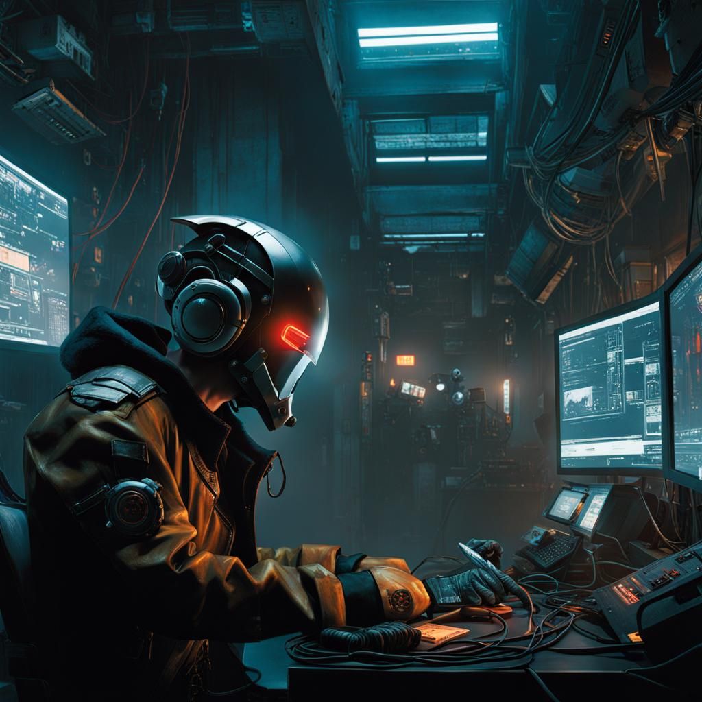 futuristic hacker jacking into cyberspace - AI Generated Artwork ...