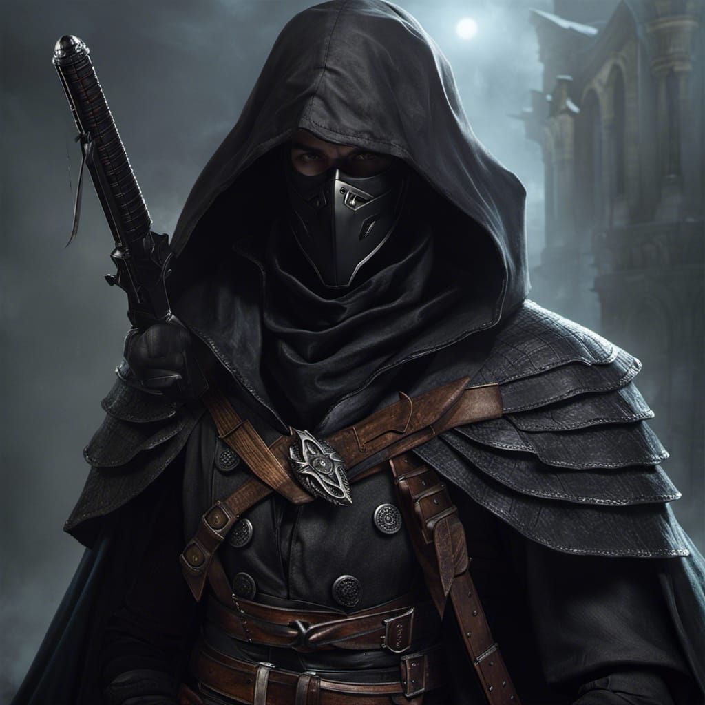 by Michael Kutsche, portrait of a cloaked male assassin - AI Generated ...