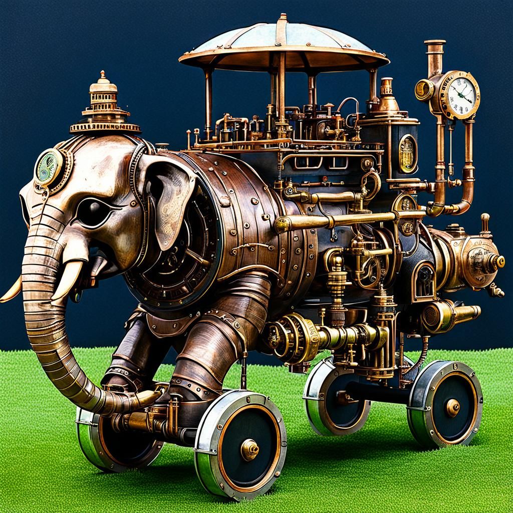 Elephant steampunk engine - AI Generated Artwork - NightCafe Creator