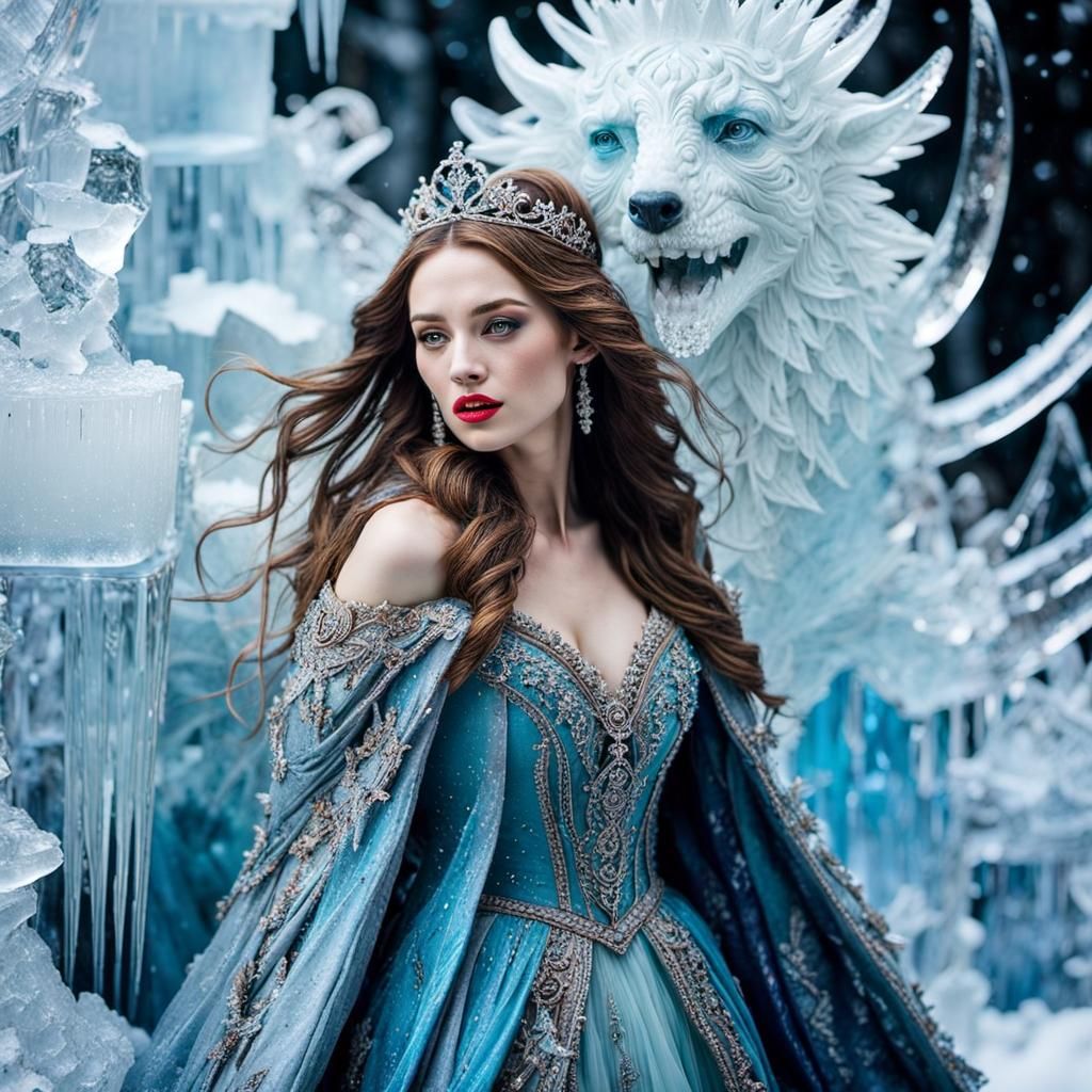 Beautiful Princess in a World of Mythical Ice Creatures. - AI Generated ...