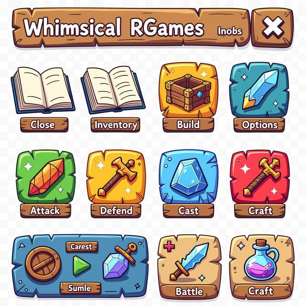 Toon Sketch RPG Game Interface Icons - AI Art