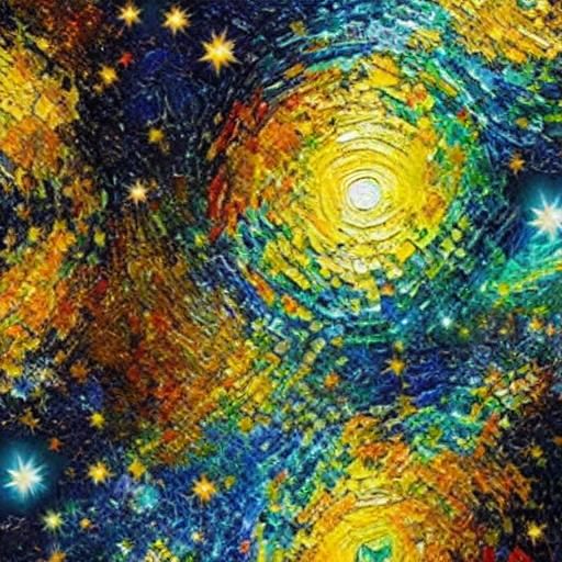 "The Starry Night". Beautiful rustic mosaic patchwork, abstract ...