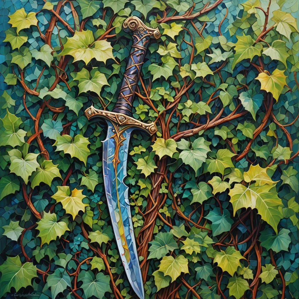 Sword Overgrown With Vines - AI Generated Artwork - NightCafe Creator